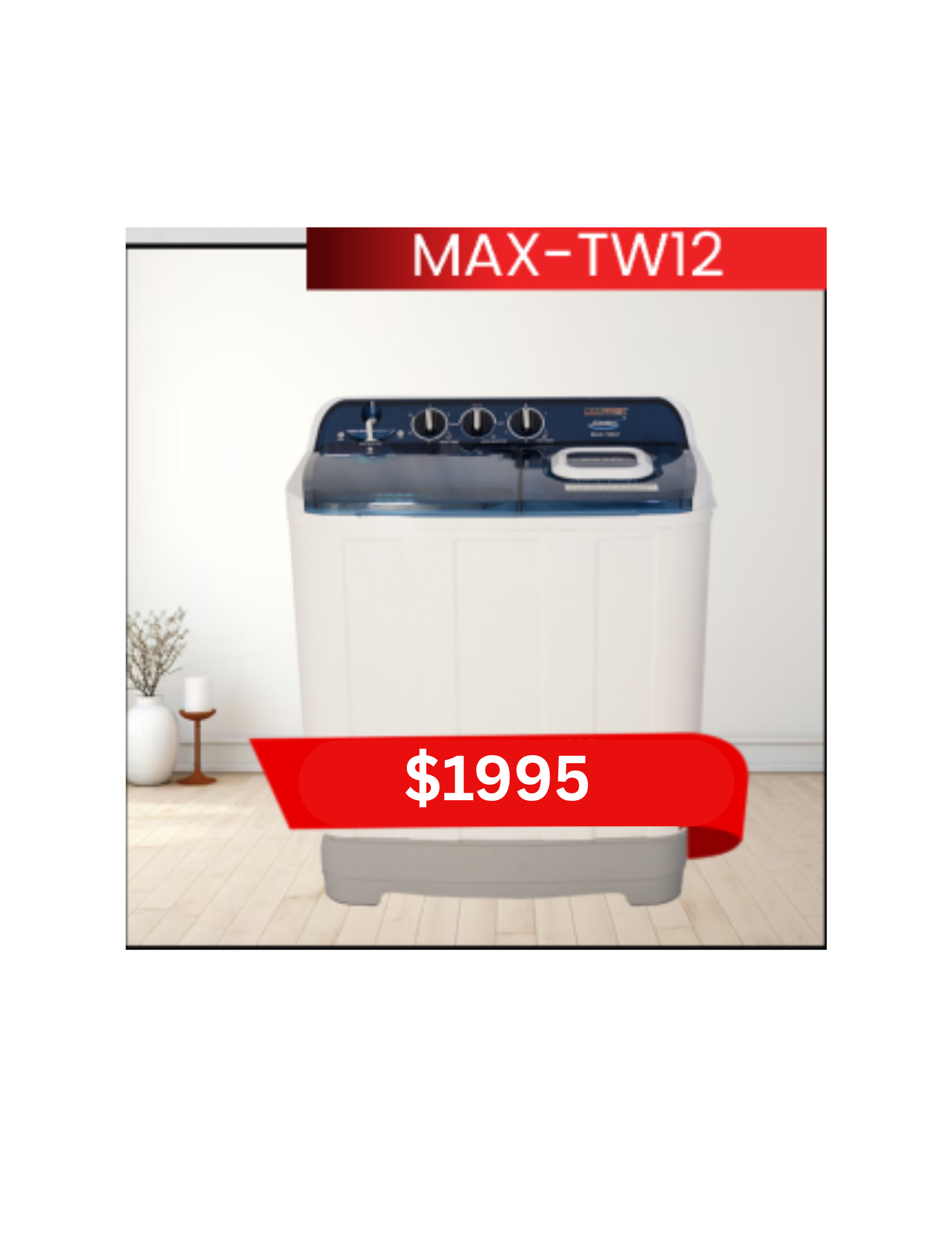 MAXSONIC ELITE 12KG TWIN TUB WASHER MACHINE - Retail Warehouse Online